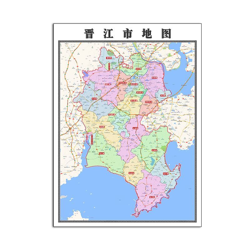 晋江市地图1.1米新款福建省泉州市新版防水行政交通高颜值贴画 覆膜