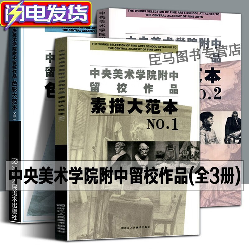 【多规格】中央美术学院附中留校经典作品\色彩卷\素描卷 央美附中留校作品选 色彩素描大范本 功夫 书 中央美术学院附中留校作品：素描、色彩大范本【三册】