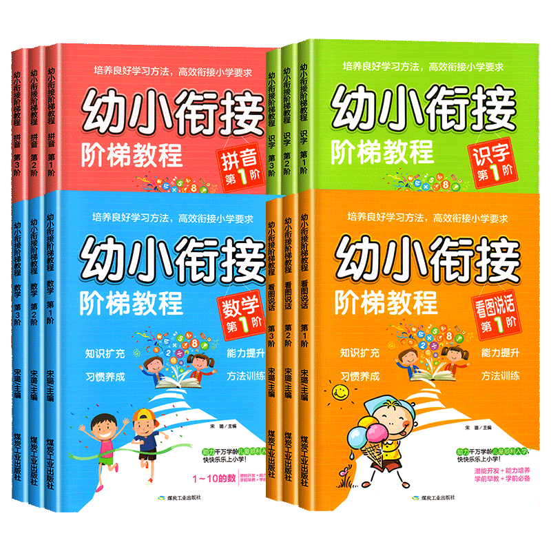 全12册幼小衔接教材全套阶梯教程拼音识字数学看图说话写话幼升小练习册一日一练数学思维训练学前班幼儿园大班升一年级 幼小衔接阶梯教程全套12册【拼音+数学+识字+看图