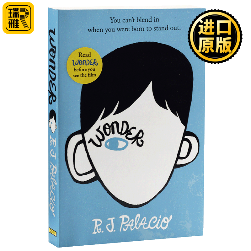 Wonder奇迹男孩 英文原版 R.J.Palacio帕拉西奥 电影原著小说 青少年儿童读物 全英文版 纯英语书籍 搭怦然心动flipped夏洛特的网 进口原版畅销书