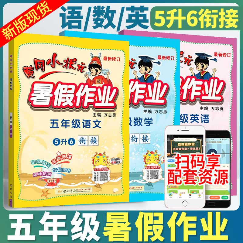 2022新黄冈小状元五年级下册暑假作业语文数学英语全套同步练习册部编人教版小学衔接教材五升六年级 [全国通用]五年级语数英