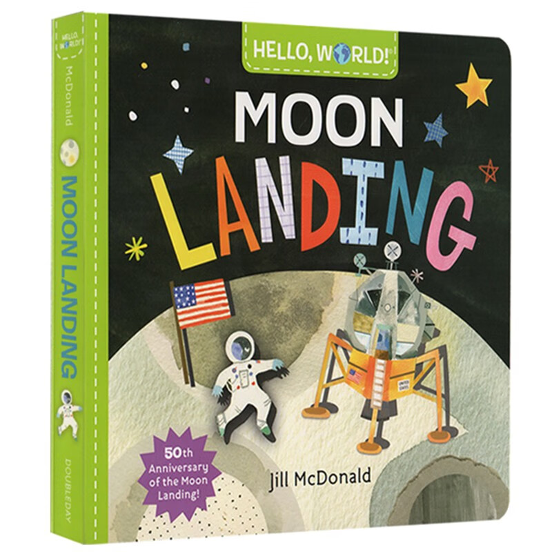 英文原版 Hello World Moon Landing 你好科学小世界 登月 纸板书 儿童科普百科 幼儿STEM启蒙图画书 幼儿STEM启蒙图画书