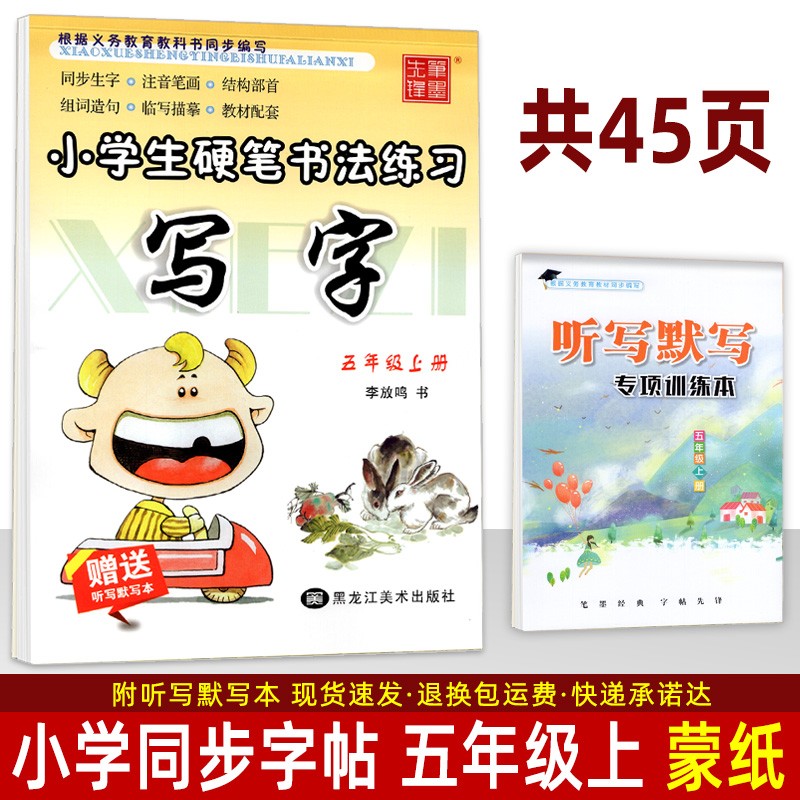 写字课课练一二三四五六年级上册下册 部编人教版 李放鸣小学生字帖铅笔钢笔楷书正楷硬笔书法临摹练字帖 五年级上册 部编版字帖