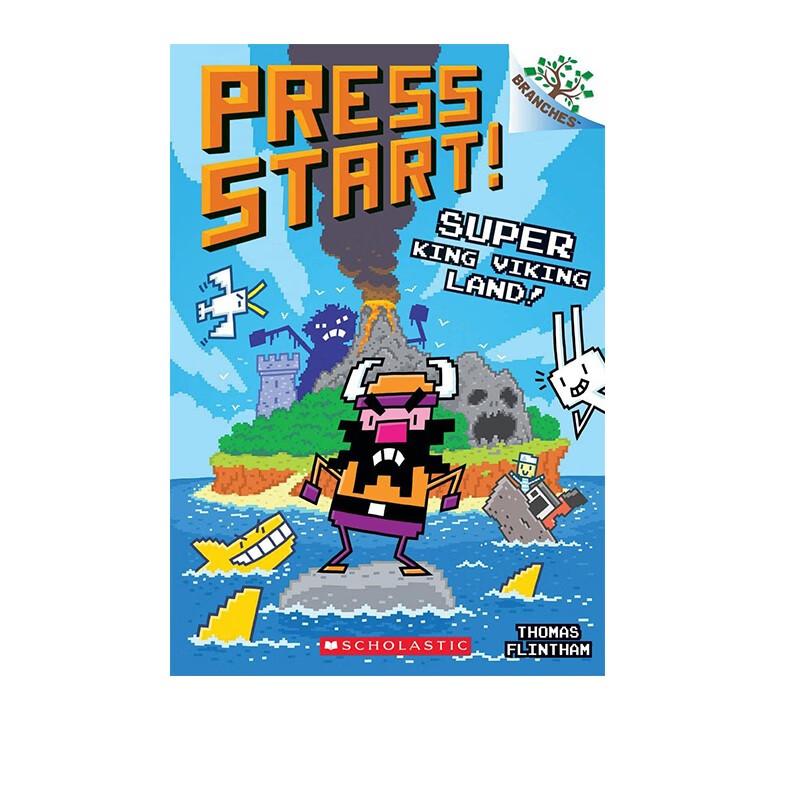 预售 Press Start 方块兔13 学乐大树系列英文原版 Super King Viking Land! 儿童分级阅读桥梁书 23年4月新品 .