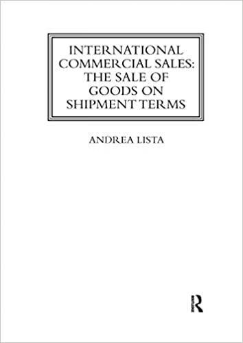 International Commercial Sales: The Sale of Good