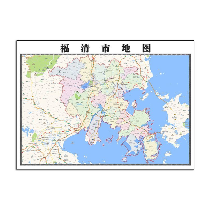 福清市地图1.1米新款福建省福州市客厅装饰画办公室会议书房贴画 覆膜