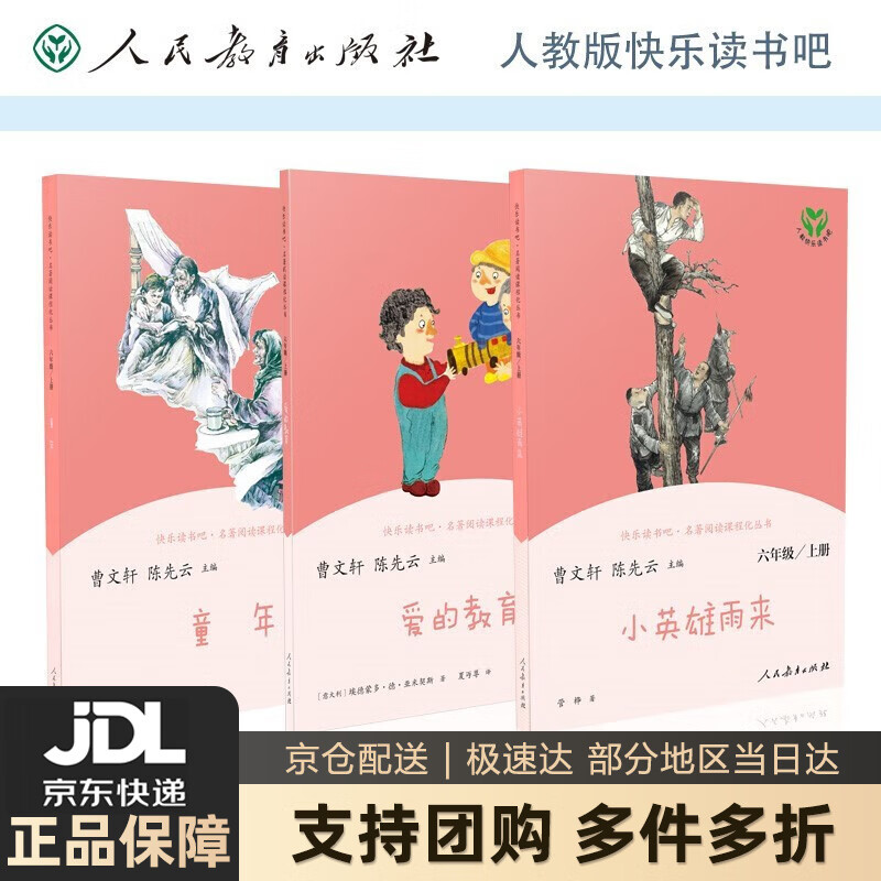 【 送货上门】【系列自选】人教版快乐读书吧六年级上下册 童年+爱的教育+小英雄雨来 小学6年级语文教科书配套书目 六年级上册套装3册
