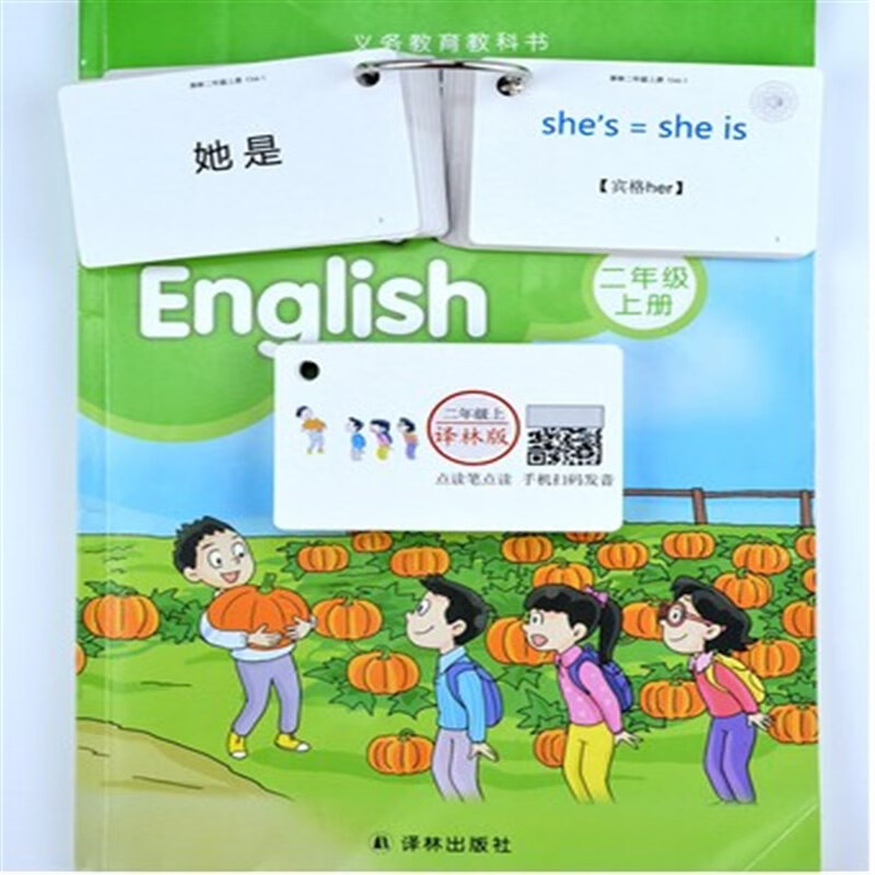 译林苏教版一到六年级小学英语单词卡片一卡一词彩色配图点读卡片 2年级上册纸卡119张