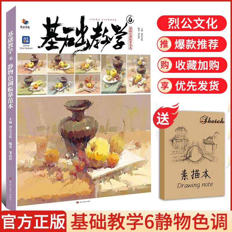【现货速发】基础教学6静物色调临摹范本 2023烈公文化邹高祥色彩基础应试色稿完整稿步骤对照临摹写生