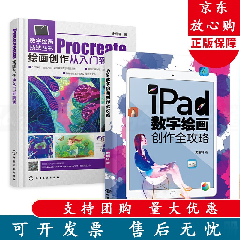 2册 iPad数字绘画创作全攻略+Procreate绘画创作入门到精通绘画软件教程插画漫画电脑手绘板使用专业书苹果平板绘画教程素描书籍z