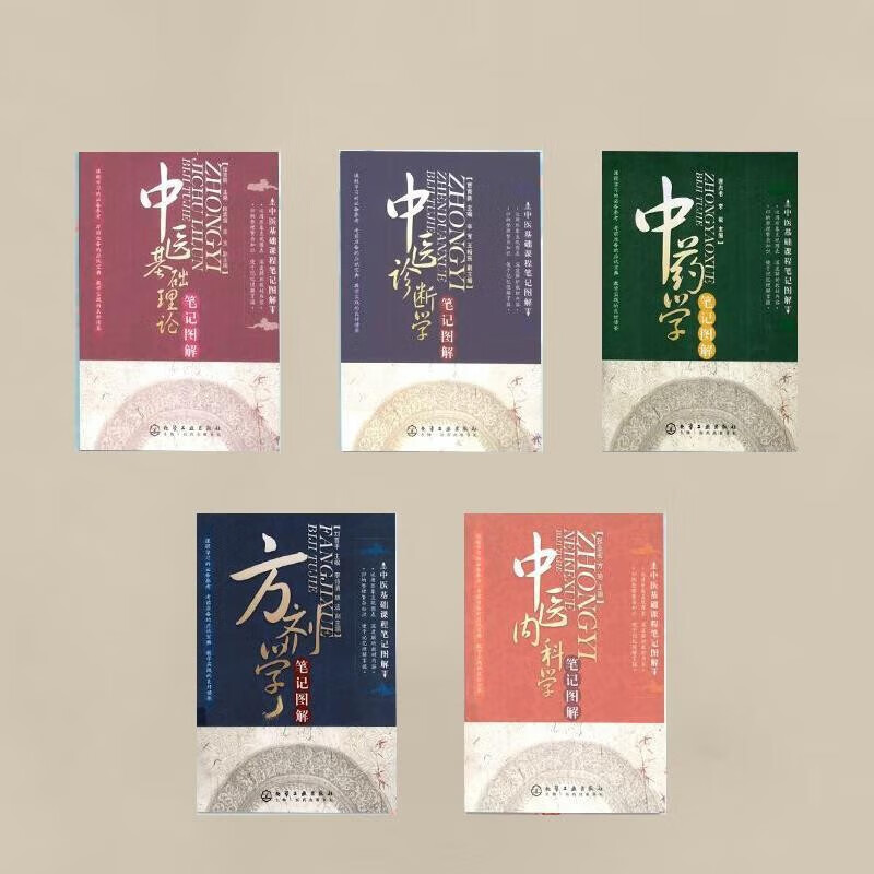 中医基础课程笔记图解张景明理论诊断学学方剂学内科学5本 图片色