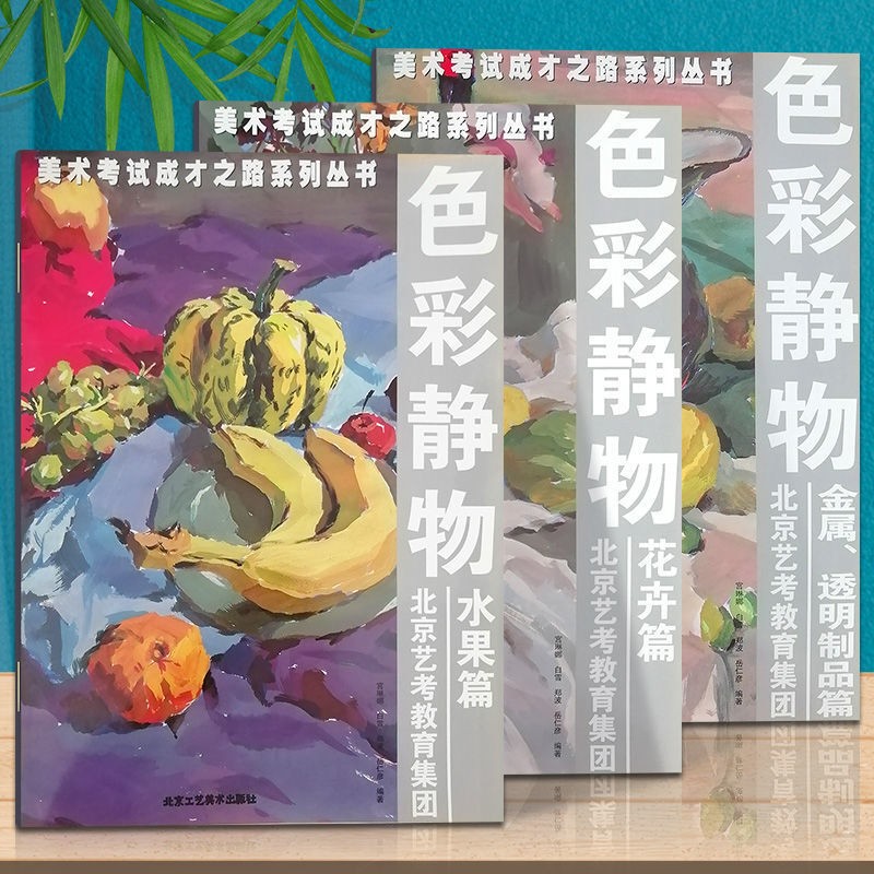 色彩静物3册 艺考教材油画考试 国画 水果 花卉 金属透明制品艺术绘画教程 美术考试成才之路系列丛书 色彩静物