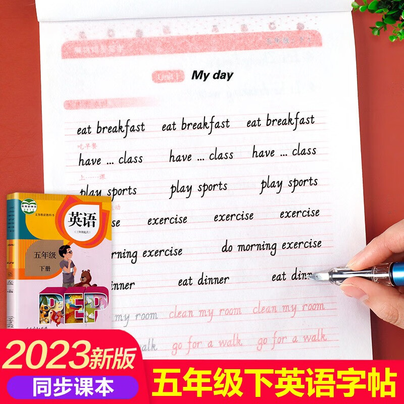 2023新版 五年级下册英语字帖人教版pep课本同步练字帖 小学五5下学期练字英语字母单词临摹字帖手写体描红衡水体控笔训练课课练本 五年级下册英语字帖