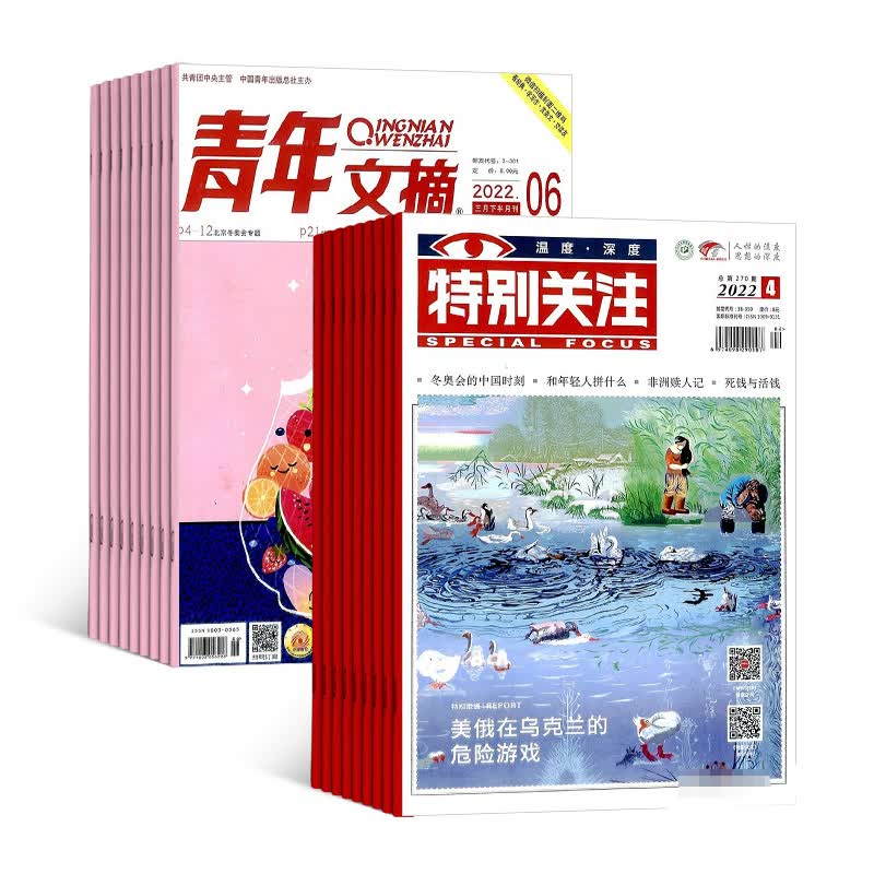 青年文摘+特别关注组合 2023年十月起订阅 文学文摘期刊杂志 杂志铺