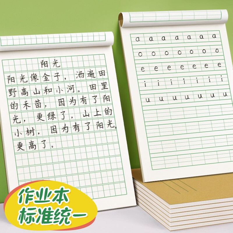 小学生拼音本田字格练字本一年级生字方格语文数学田格本幼儿园小本子上下翻页作业本 田字本【20本】
