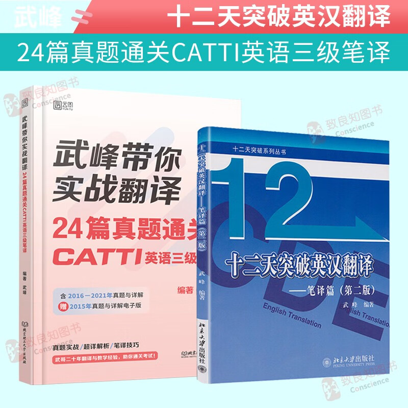 武峰十二天突破英汉翻译+24篇真题通关catti三级笔译 套装2本 武峰带你实战翻译