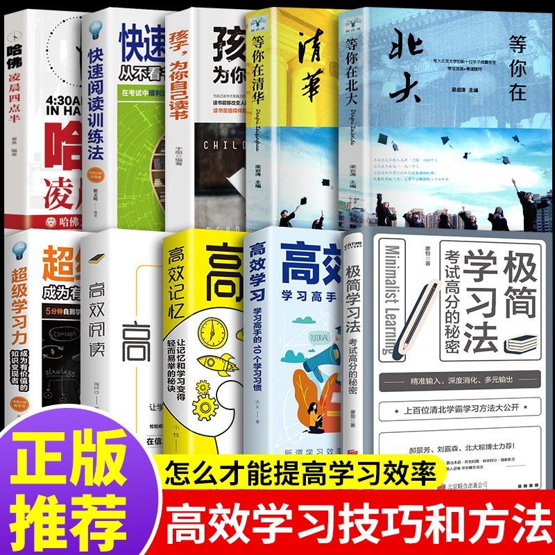 【认准】极简学习法极简学习方法极筒书及简极间级简极减急简积简技简几简及简几件急减节俭极检积减极易机级减直小学初中高中 【10册】极简学习法+高效训练法+清华北大