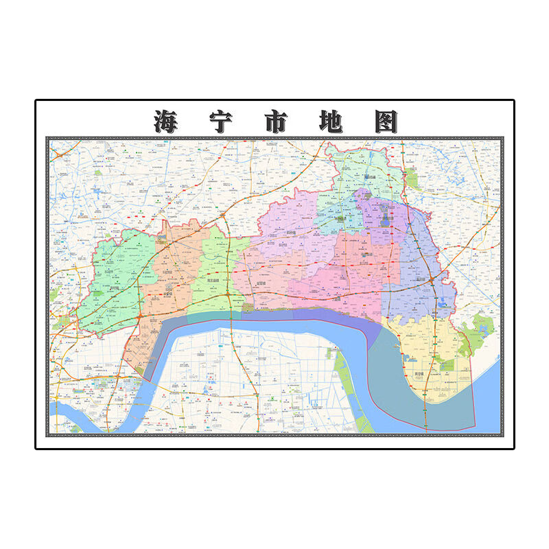 海宁市地图1.1m浙江省嘉兴市新版防水办公室书房装饰画会客厅贴画 不覆膜