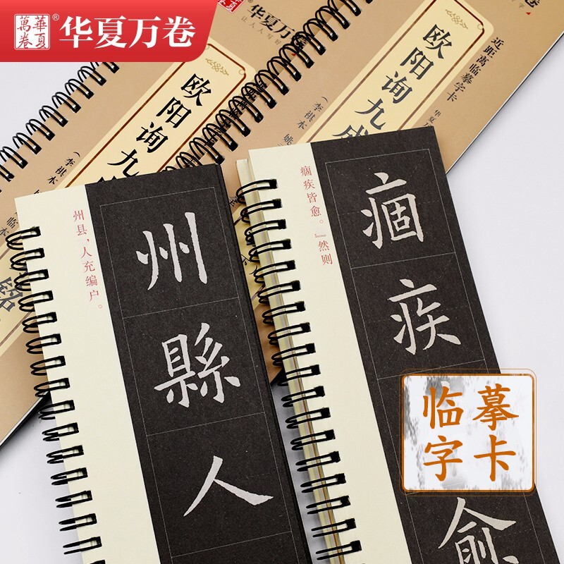 近距离临摹字卡 欧阳询九成宫醴泉铭 李琪 楷书毛笔字帖临摹 颜真卿多宝塔碑 颜勤礼碑 正楷钢笔硬笔成人练字帖 2册-欧阳询九成宫醴泉铭(上)(下)【册环装】