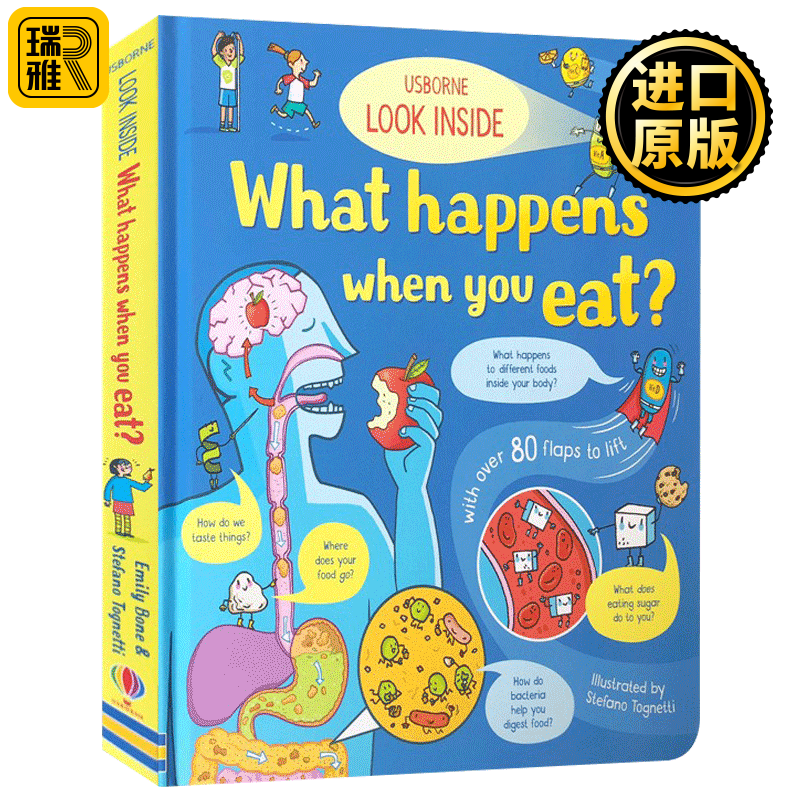 揭秘人体消化器官 英文原版 Look Inside What Happens When You Ea 进口原版书籍英语绘本翻翻书