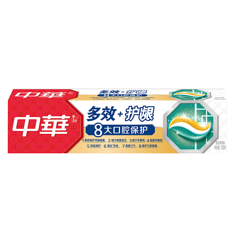 中华牙膏 多效+护龈 清新薄荷130g 多效护理 强健牙釉质，3.2元—— 慢慢买比价网