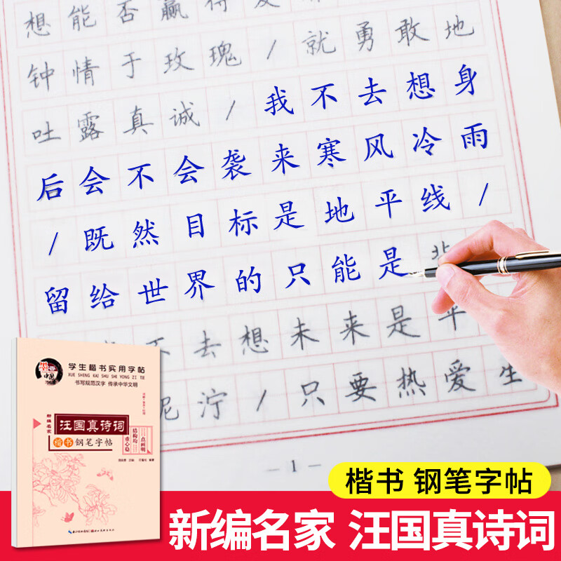 学生楷书实用字帖 汪国真诗词 田英章楷书入门字帖基础训练 楷书