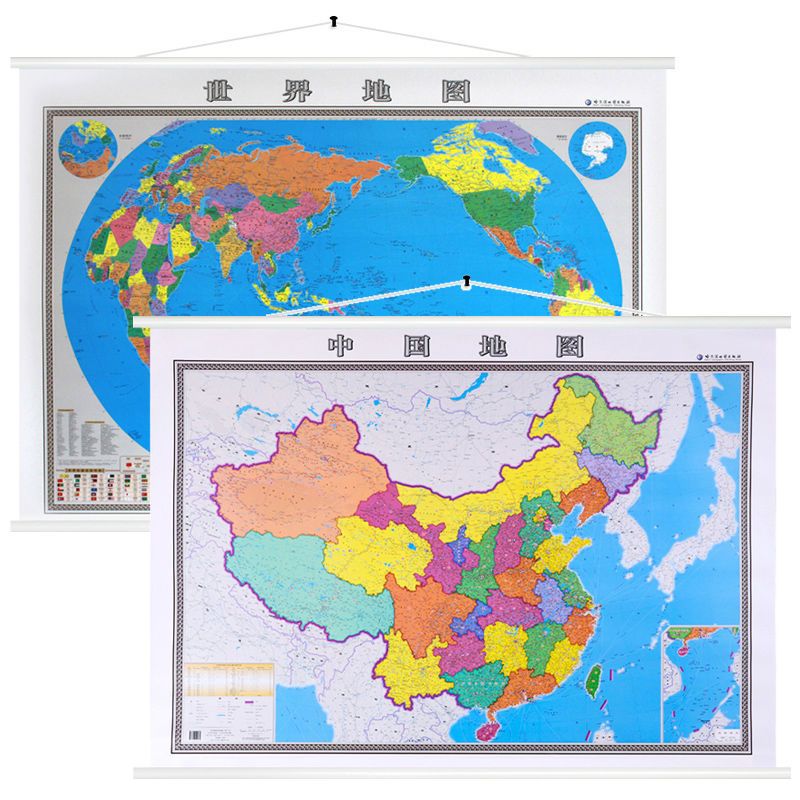 【哑光高清覆膜版】2022新版中国+世界地图挂图 1.4米*1米 双全