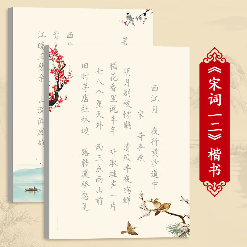 古风版古诗词字帖女生字体漂亮临摹唐诗宋词练字帖卫夫人楷书钢笔字帖成年楷书学生练字专用每日一练成人练字男生硬笔书法练字本 64首宋词合集[楷书版]古风字帖