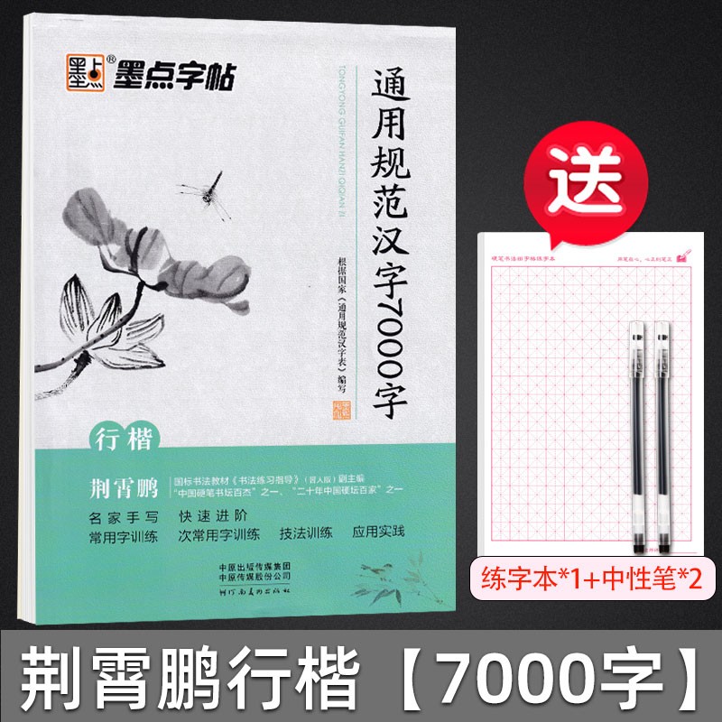 字帖行楷荆霄鹏钢笔练字成年笔画笔顺练习字体漂亮女生硬笔书法初中高中初学者入门套装7天速成大学生男霸气21天墨点临摹练字帖 行楷-【7000常用字】送练字本+中性笔