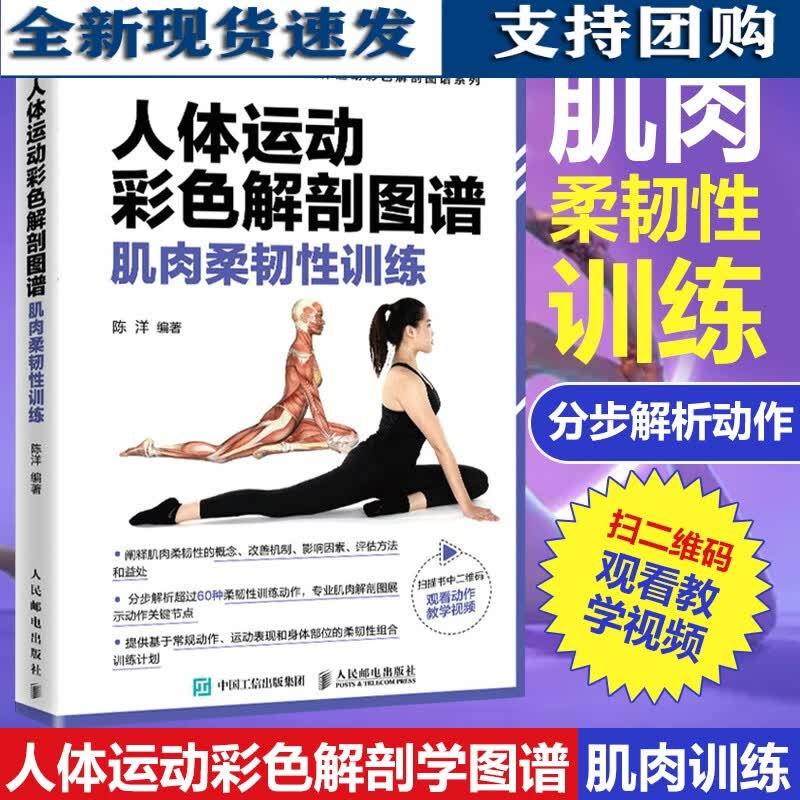 人体运动彩色解剖学图谱 肌肉柔韧性训练 精准拉伸 体能速度训练完全图解书 人民邮电出版社 书籍k