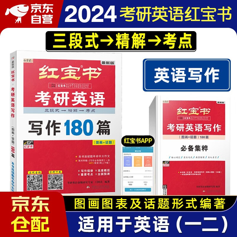 红宝书考研英语2024 写作180篇 英语一二通用可搭红宝书词汇10年真题田静句句真研