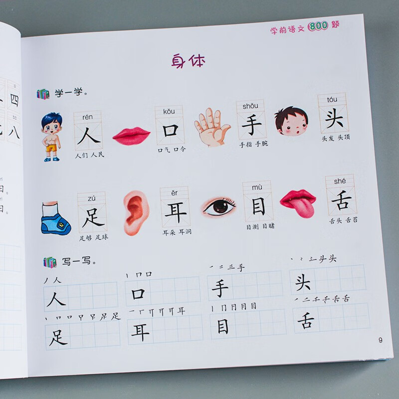 学前语文800题 幼儿园幼小衔接教材图书综合练习册 中班大班学前班小孩子启蒙阅读理解一年级3-4到5至6岁儿童看图识字编故事学习认字词组书籍 大图大字课外测试题 书籍 入学准备幼升小基础知识入门阅读