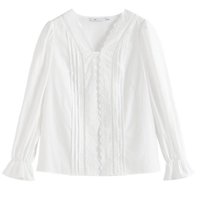 PLUS会员：范思蓝恩时尚衬衫女设计感小众新款秋季长袖法式衬衣213292 白色 M，89元包邮—— 慢慢买比价网