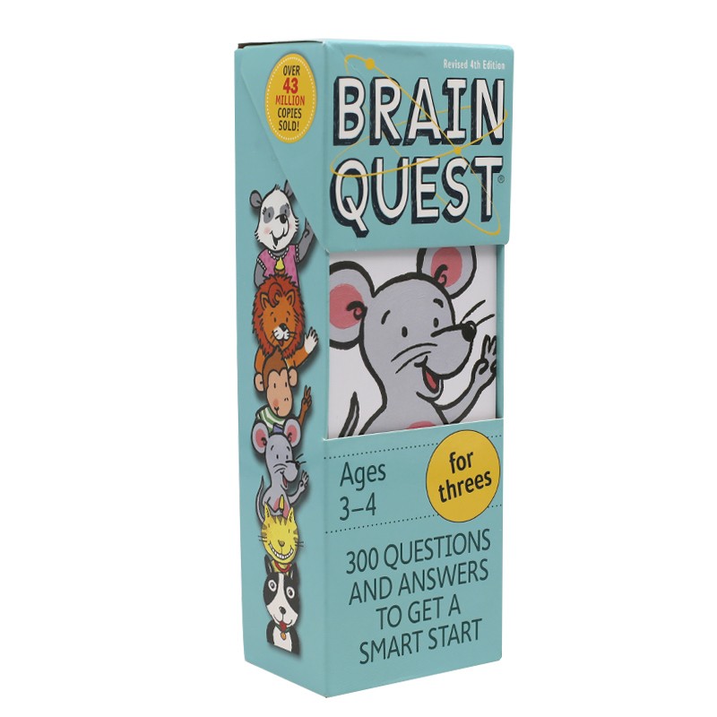 大脑任务 智力开发卡片书 3-4岁 英文原版 Brain Quest for Threes Q&A Cards: 300 Questions and Answers to