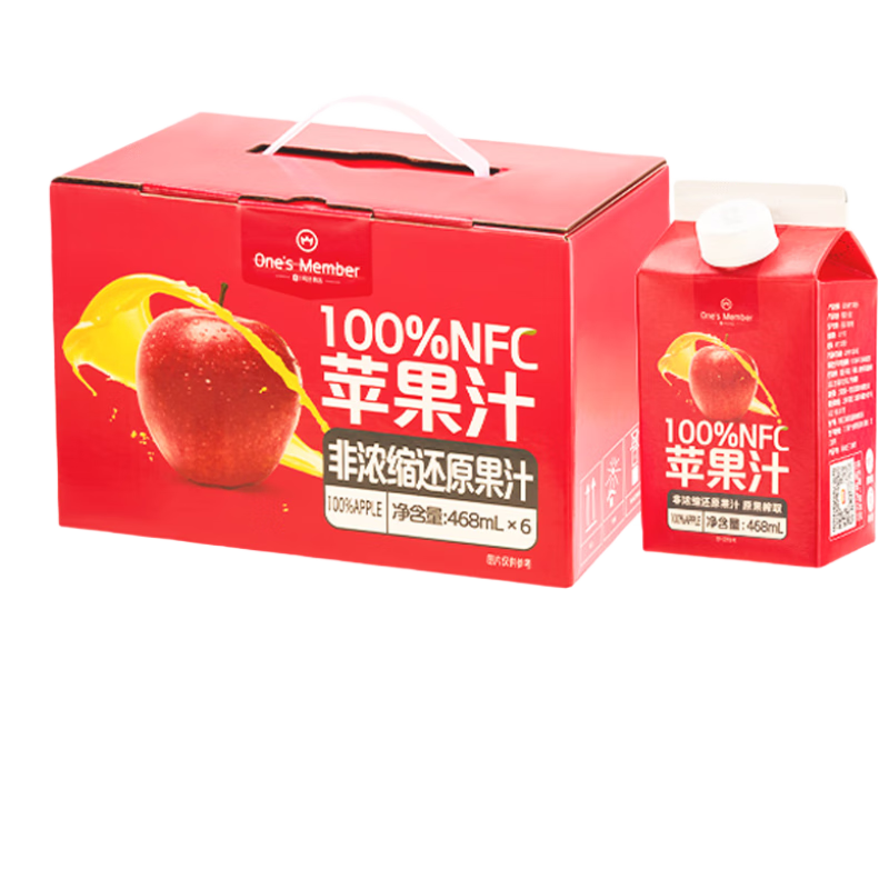 1号会员店 100%NFC 苹果汁 NFC果汁 468ml*6盒，39.9元包邮—— 慢慢买比价网