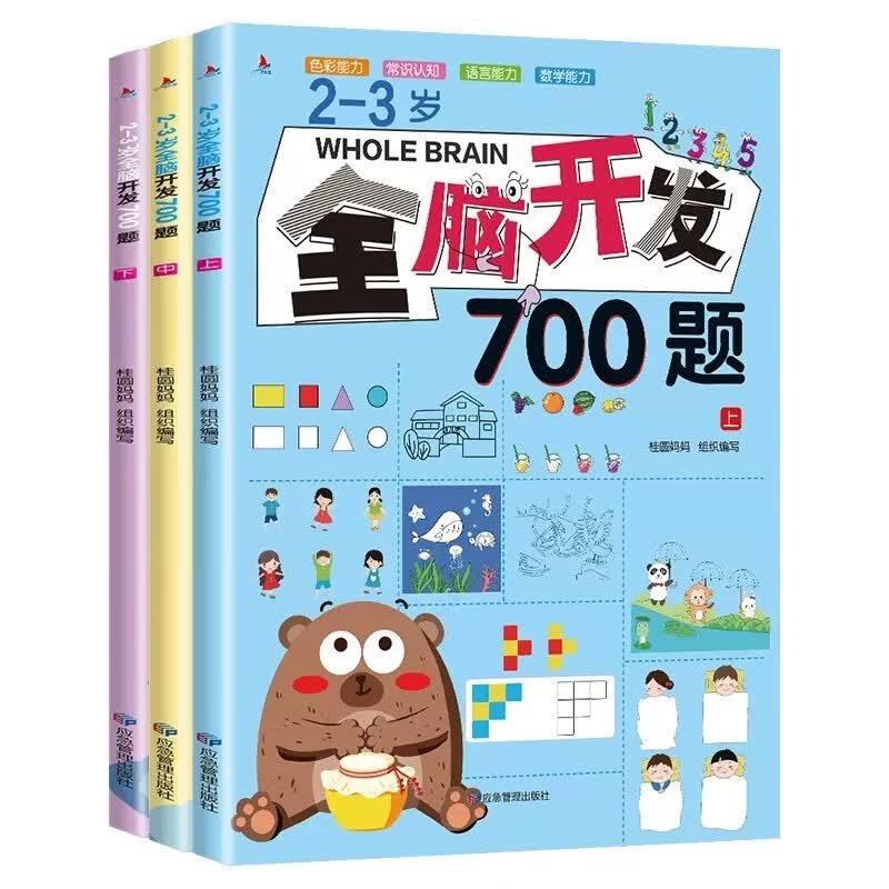全3册 全脑开发700题2-3岁早教书幼儿园智力数学思维训练逻辑练习册2-3岁宝宝左右脑智力大开