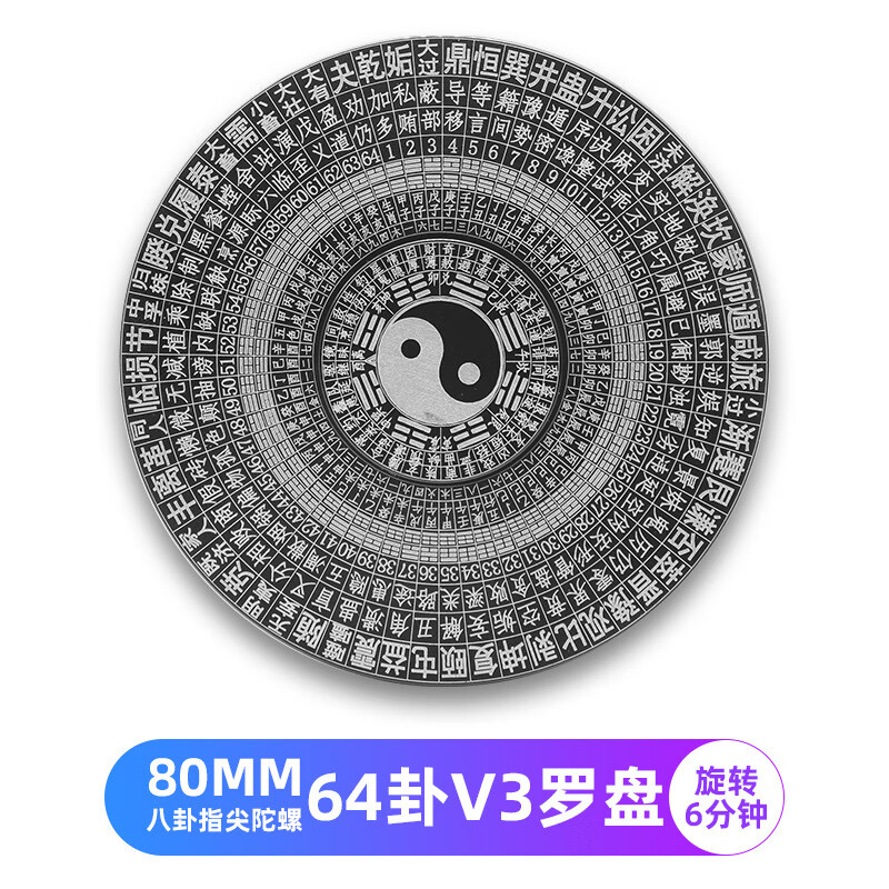 指尖陀螺太极八卦大号风水解压玩具 周易64卦金属陀螺 【8厘米】64卦V3版