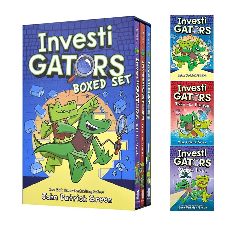 英文原版 Investi Gators 1-7 鳄鱼侦查员合售 全彩漫画书绘本 爆笑漫画故事书 中小学课外英文阅读图画书 预售 Investi Gators 1-3册 鳄鱼