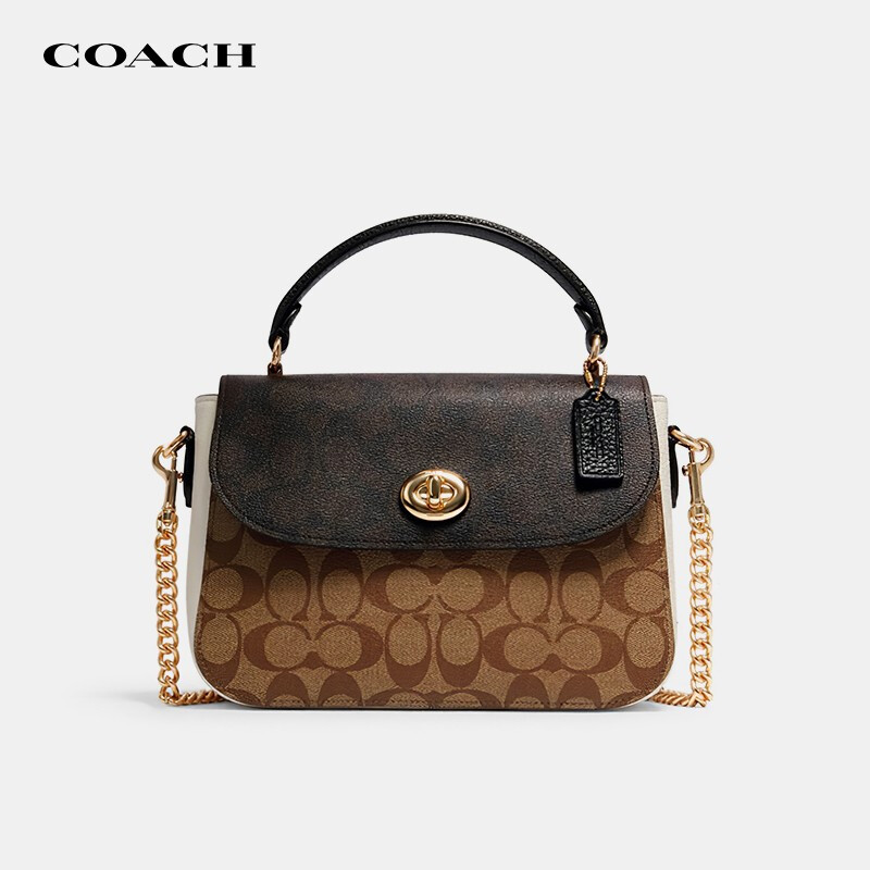 Coach 蔻驰 奢侈品 女士中号手提单肩斜挎包浅棕色配色pvc配皮 C1563 Imnox【品牌授权 官方直供】 In Brown ...