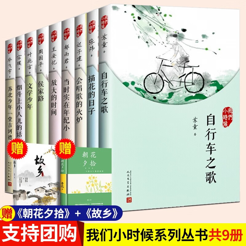 全9册 我们小时候系列 苏北少年+放大的时间+自行车之歌+会唱歌的火炉+文学少年等 中国儿童文学