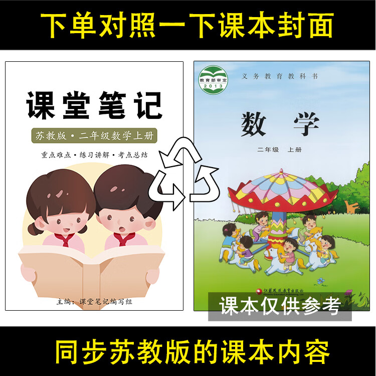 【送视频】苏教版二年级上册数学课堂笔记2022新版知识点语文随堂 二年级数学上册 小学二年级
