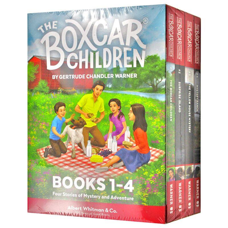 棚车少年英文版 1-4册季 The Boxcar Children进口英文原版小说全套美国中小学儿童 棚车少年英文版1-4册盒装
