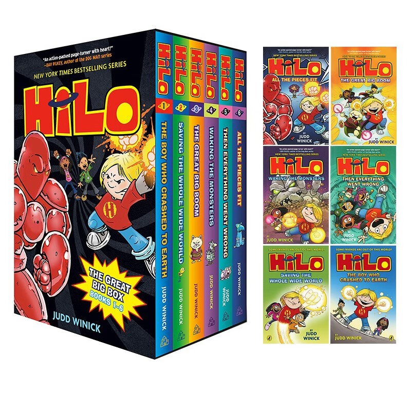 英文原版 Hilo: The Great Big Box Books 1-6 6册精装书礼品盒装 hilo 希罗书系列