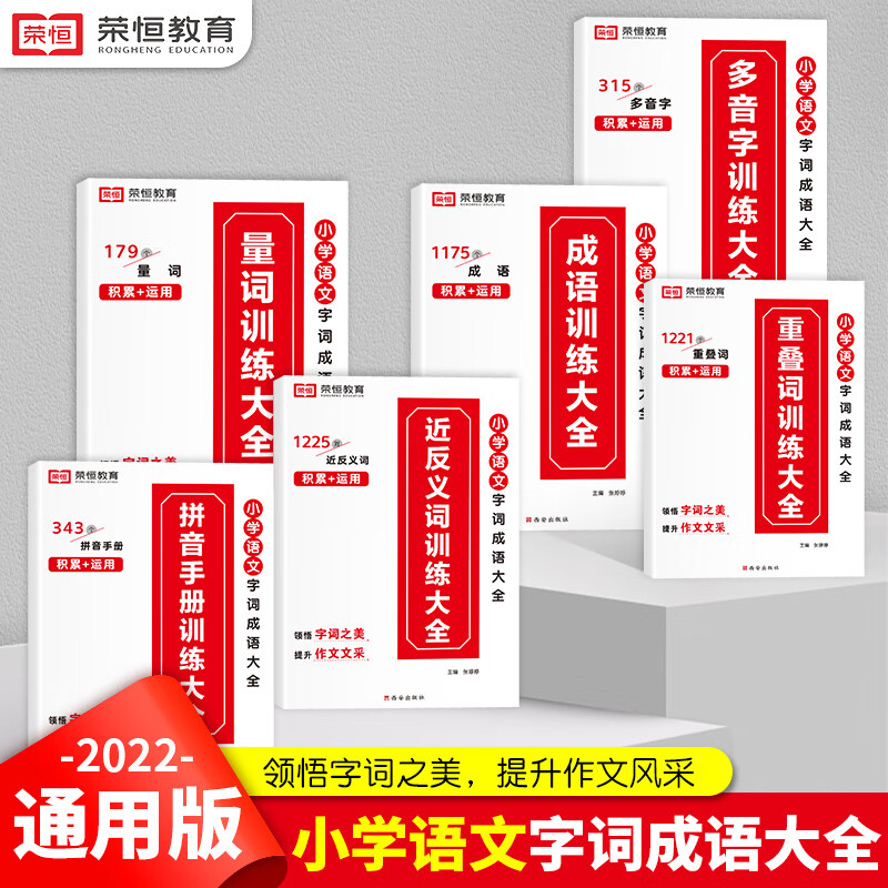 荣恒优美句子积累大全词语训练成语重叠词量词近反义词小学语文专项aabb式人教版一三四字二年级多音手册组词 【全6册】小学语文字词训练大全 小学通用