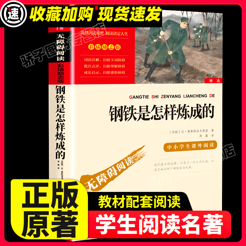 钢铁是怎样炼成的 原著 快乐读书吧小学生二三四五六年级阅读课外书必书籍书目儿童文学阅读经典名著青少 【满2件9折】钢铁是怎样炼成的
