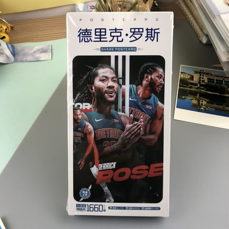 180张套装NBA球星卡片明信片贴纸合集科比詹姆斯库里篮球周边 深空灰色 德里克罗斯