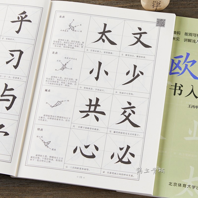 欧阳询欧体楷书入门教程北京体育大学出版社视频讲解楷书基础书法教材教程毛笔书法字帖