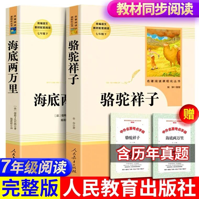 骆驼祥子和海底两万里人教版全套七年级下册必读课外阅读名著书人民教育出版社西游记七下人教社 【七下必读2册】海底+骆驼祥子