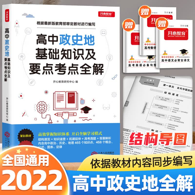 2022版高中政史地基础知识及要点考点全解高一高二高三政治历史地理知识大全文科综合高考背诵和要点透析知识 单本全册