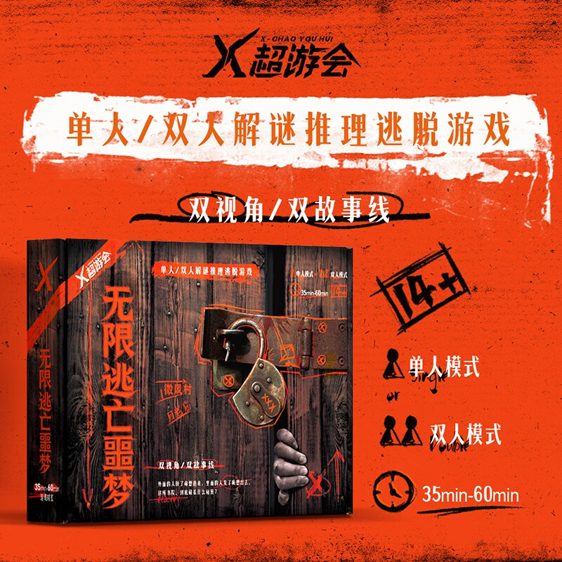 桌游剧本X超游会失控玩家谋杀皮囊之下阴阳客栈推理团建聚会游戏 X04-无限逃亡噩梦(1-2人)